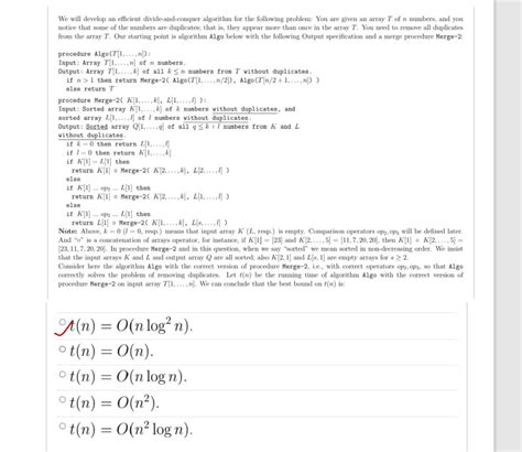 Solved Λ n O nlog n t n O n t n O nlogn t n O n t n Chegg com