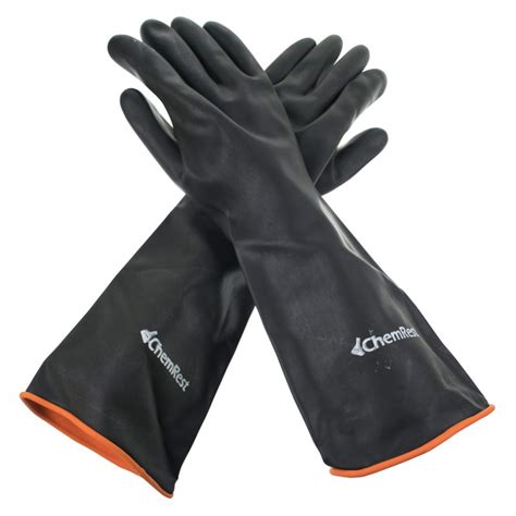 Chemrest ถุงมือยางหนา กันสารเคมีรุนแรง ยาว 18 นิ้ว 45 Cm 1 คู่ Ms Chemitech Co Ltd