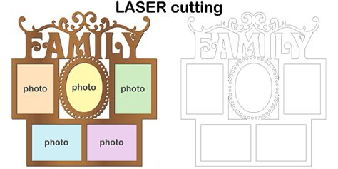 레이저 절단에 대 한 비문 가족 사진에 대 한 프레임 사진 프레임 콜라주 서식 파일 레이저 절단기 0명에 대한 스톡 벡터 아트 및 기타 이미지 Istock