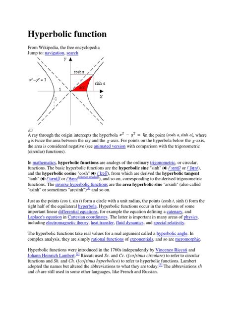 Hyperbolic Function Wikipedia Trigonometric Functions Mathematical Analysis