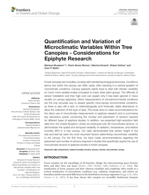 Pdf Quantification And Variation Of Microclimatic Variables Within