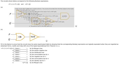 Solved The Circuits Shown Below Correspond To The Following Boolean Expressions P Paq And