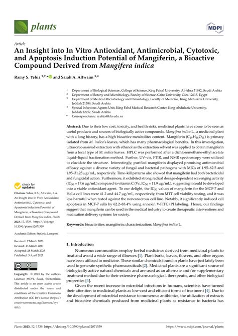Pdf An Insight Into In Vitro Antioxidant Antimicrobial Cytotoxic