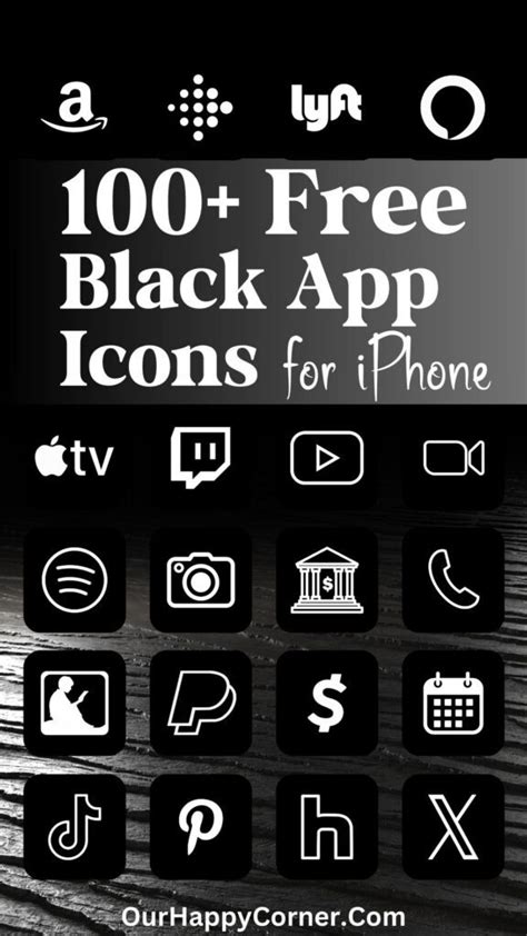 100 Free Black And White App Icons For Your IPhone Our Happy Corner