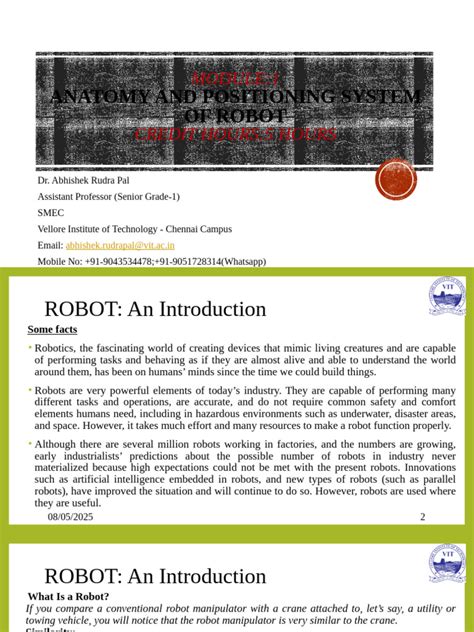 Lecture 1 Robotics Industrial Robotics Pdf Robot Robotics