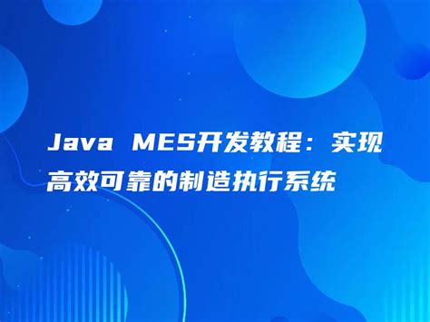Java Mes开发教程：实现高效可靠的制造执行系统 金智达软件