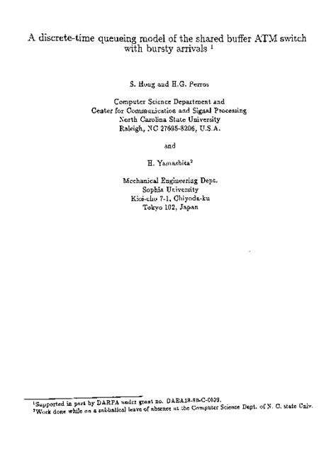 Pdf A Discrete Time Queueing Model Of The Shared Buffer Atm Switch