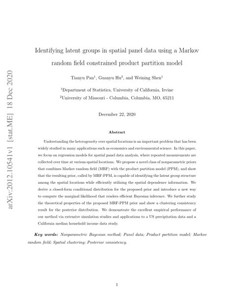 Pdf Identifying Latent Groups In Spatial Panel Data Using A Markov