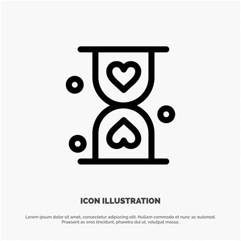 Heart Hourglass Glass Hour Waiting Line Icon Vector Heart Icons Line Icons Hourglass Icons