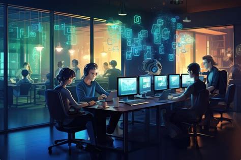 Premium Ai Image A Scene Showcasing A Team Of Software Developers Coding