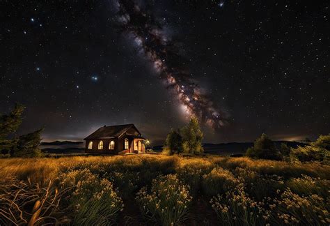 cabin under the milky way photograph by cjs photostore fine art america
