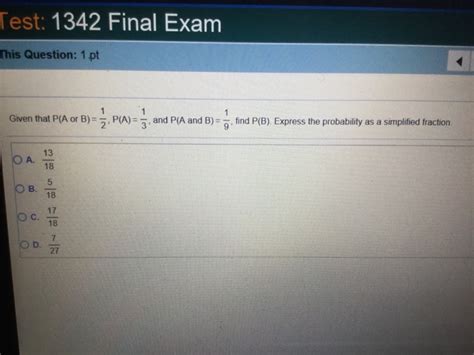 Solved Given That P A Or B P A And P A And B Chegg Com