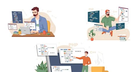 Man Programming And Coding Laptops And Gadget Objects Ft Program And Code Envato Elements