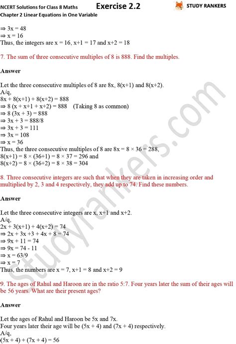 Ncert Solutions For Class 8 Maths Chapter 2 Linear Equations In One