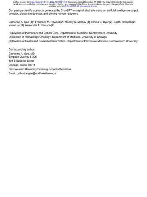 Comparing Scientific Abstracts Generated By Chatgpt To Original Abstracts Using An Artificial