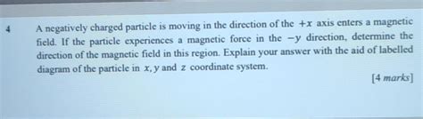 Solved A Negatively Charged Particle Is Moving In The Chegg