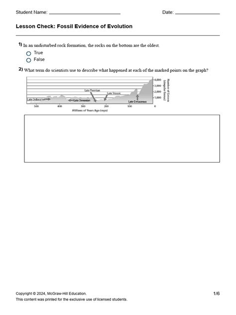 Lesson Check Fossil Evidence Of Evolution Pdf Fossil Evolution