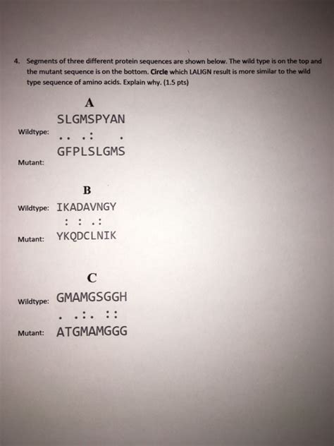 Solved Segments Of Three Different Protein Sequences Are