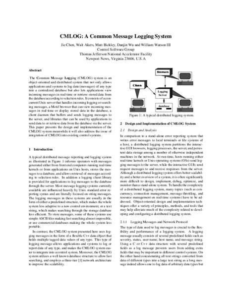 Pdf Cmlog A Common Message Logging System