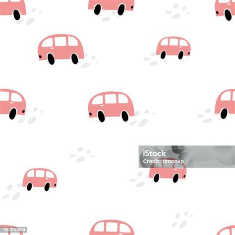직물 포장 아기 직물 벽지 의류 어린이 디자인에 대한 귀여운 스칸디나비아 버스와 원활한 벡터 패턴 벡터 어린이 북유럽 일러스트 자동차 미니 밴에 대한 스톡 벡터 아트 및