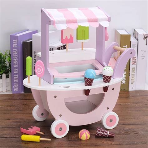 Дървена количка за сладолед Детски играчки