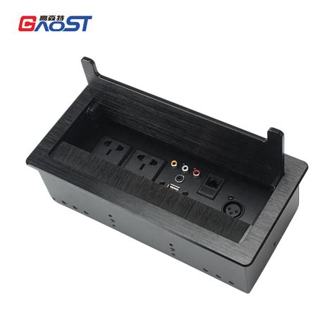 Intelligent Tabletop Recessed Outlet Flip Up Socket Electrical Desk Microphone Vga Network