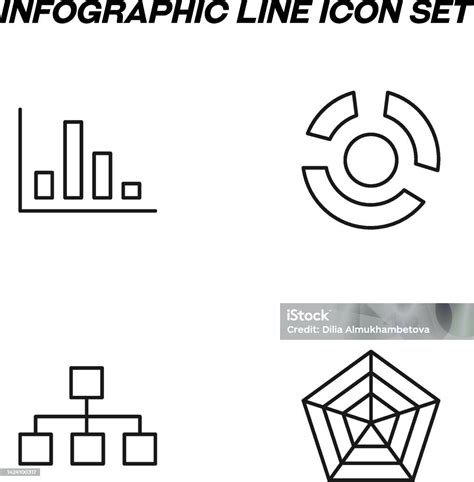 검은 색 얇은 선으로 그려진 간단한 흑백 표지판 웹 마인드맵 또는 트리 진행률 표시줄 원형 차트의 기호로 설정된 벡터 선 아이콘