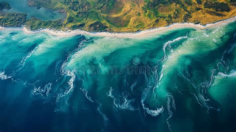 Satellite Monitoring Of Coastal Waters Showcasing Dynamic Ocean Currents And Coastal Topography