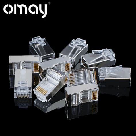 Rj45 Cat6 Cat5e 커넥터 8p8c 모듈러 플러그 어댑터 이더넷 케이블 헤드 1gbps 기가비트 네트워크 압착 크리스탈 Utp Omay 10 개 50 개