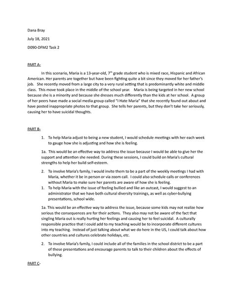 D090task2 Passing Submission Dana Bray July 18 2021 D090 Dfm2 Task 2 Part A In This