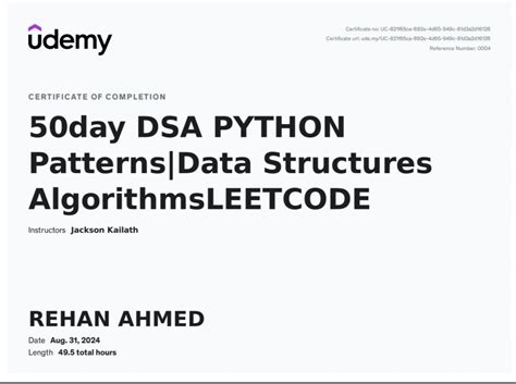 Rehan Ahmed On Linkedin Python Dsa Udemy Continuouslearning