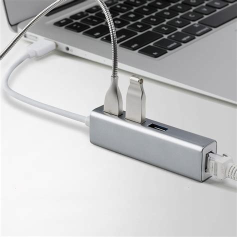 Yixio อุปกรณ์ต่อพ่วงคอมพิวเตอร์ Lan Adapter 10 100 1000m อินเทอร์เฟซ Rj45การ์ดเครือข่าย Usb Hub