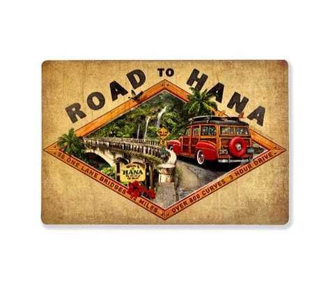 Road To Hana Wooden Postcard Malibu Shirts