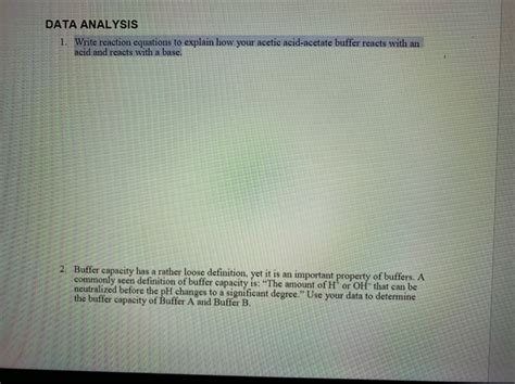 solved data tablet buffer a buffer b mass of nac2h302 used