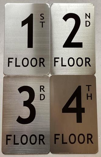 Floor Number Set Sign 4 Pack Metal Floor Signs Aluminum Signs For