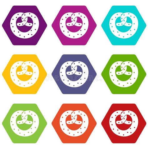 Hexahedron Determinado Del Color Del Icono De Los Pretzeles Ilustración