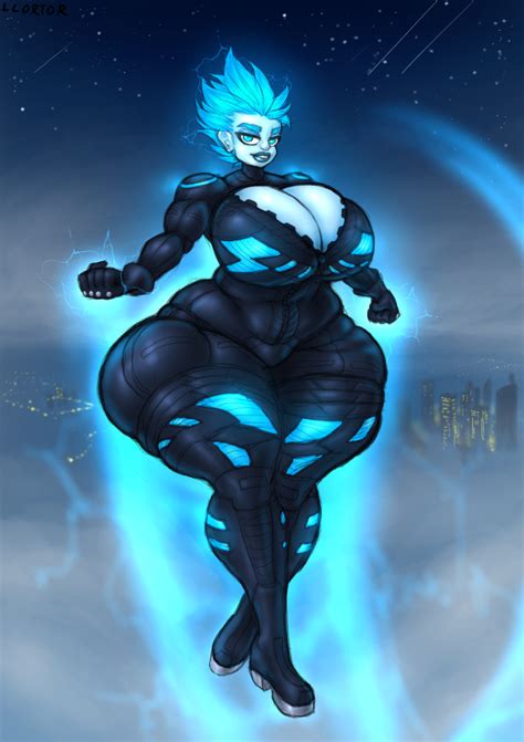 Rule 34 Background Big Breasts Big Thighs Black Suit Blue Eyes Blue