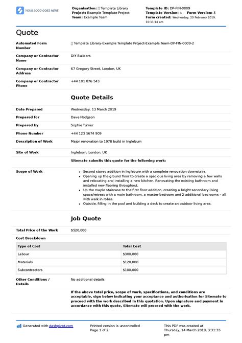 Construction Quote Example Heres What Your Quote Should Look Like