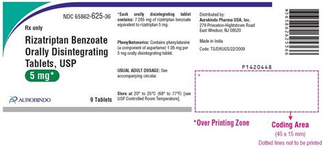 Rizatriptan Orally Disintegrating Tablets Package Insert Prescribing Info