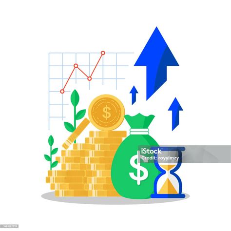 뮤추얼 펀드 소득 증가 금융 전략 성과 금리 투자 예산 균형 수익 성장에 높은 수익 신용 돈 평면 아이콘 벡터 일러스트 레이 션 계획에 대한 스톡 벡터 아트 및 기타 이미지