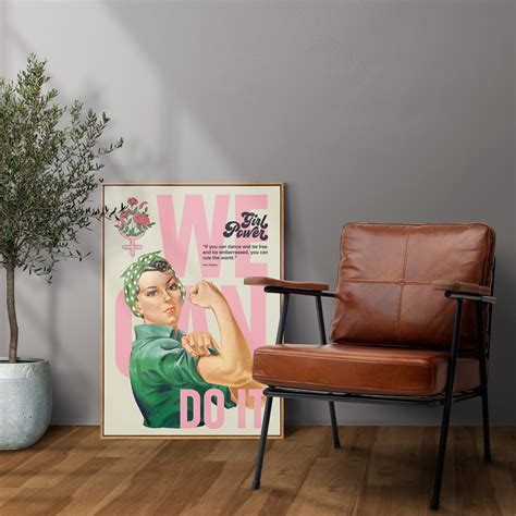 Vintage Girl Power Poster Typography Art Print Kitchen Wall Decor