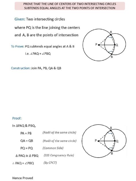 Prove Line Of Centers Subtends Equal Angles At The Two Points Of Intersection Pdf