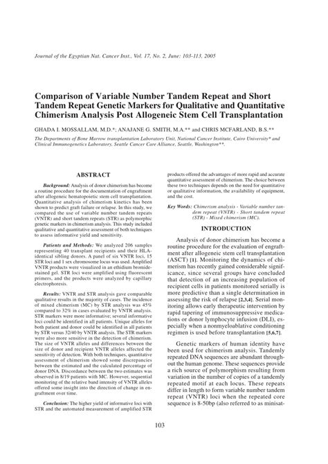 Pdf Comparison Of Variable Number Tandem Repeat And Short Tandem