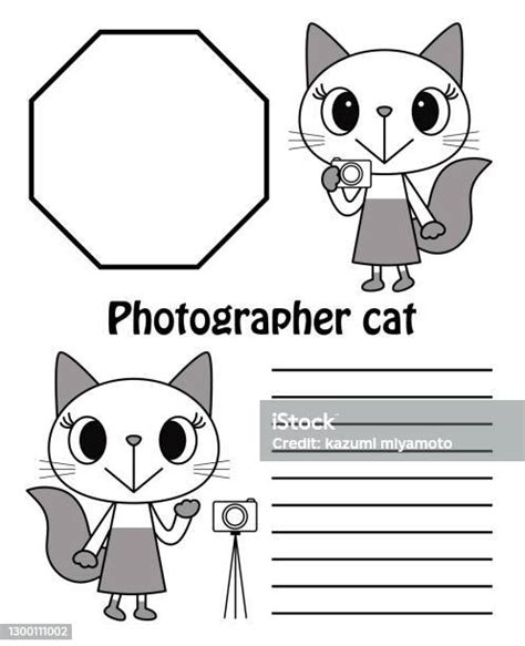 포토그래퍼의 귀여운 고양이 캐릭터 일러스트 벡터 포토그래퍼의 귀여운 고양이 캐릭터 일러스트 벡터 가리키기에 대한 스톡 벡터 아트