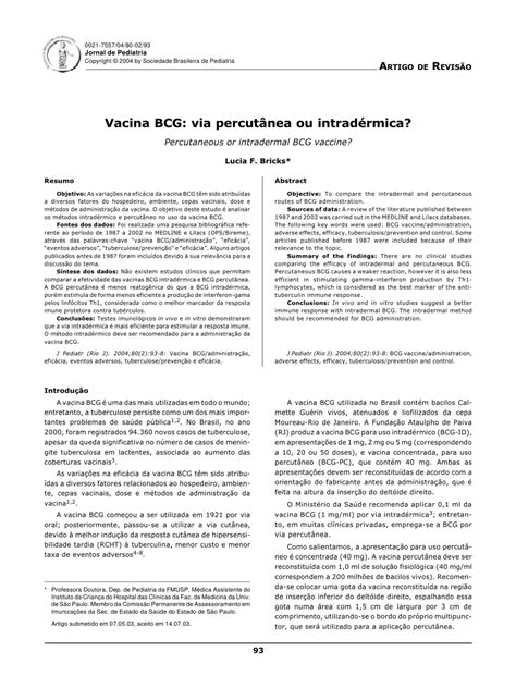 Pdf Percutaneous Or Intradermal Bcg Vaccine