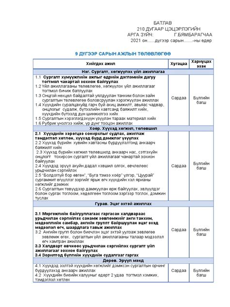 2021 сар төлөвлөгөө Pdf