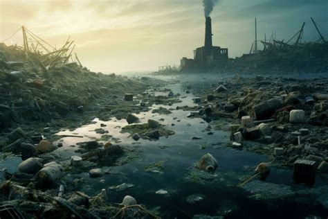 Ai Generated Polluted Sea Global Pollution Concept Plastic Ecology