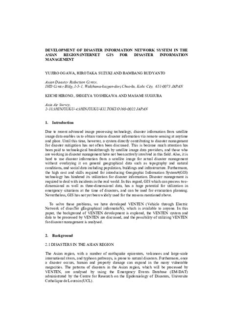 Pdf Development Of Disaster Information Network System In The Asian Region Internet Gis For