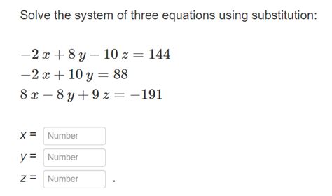 Solved Solve The System Of Three Equations Using Chegg Com