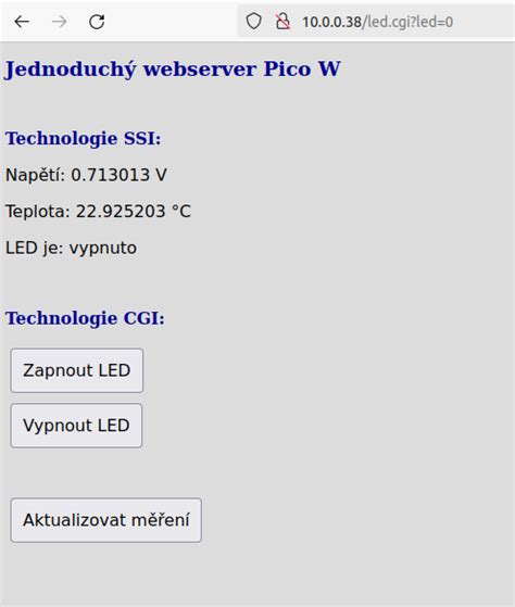 Měření Teploty A Zobrazení Hodnot Na Webu Picow Jako Webserver
